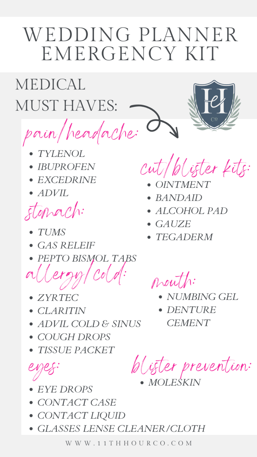 Inside Our Wedding Emergency Kit - 11thhourco.com